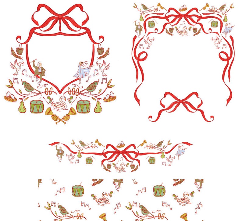 12 Days of Christmas Crest and Pattern Set - Etsy