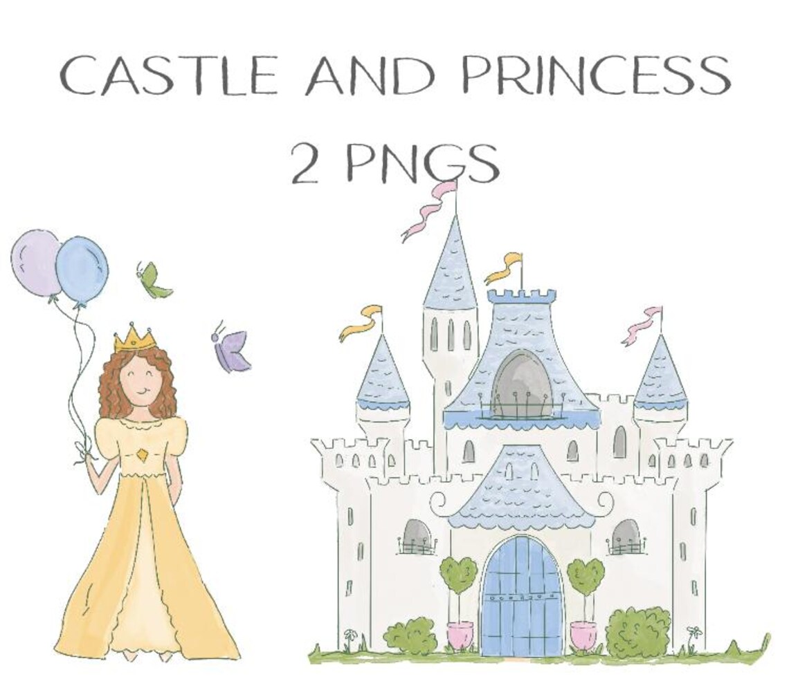 Princess and Castle PNG - Etsy