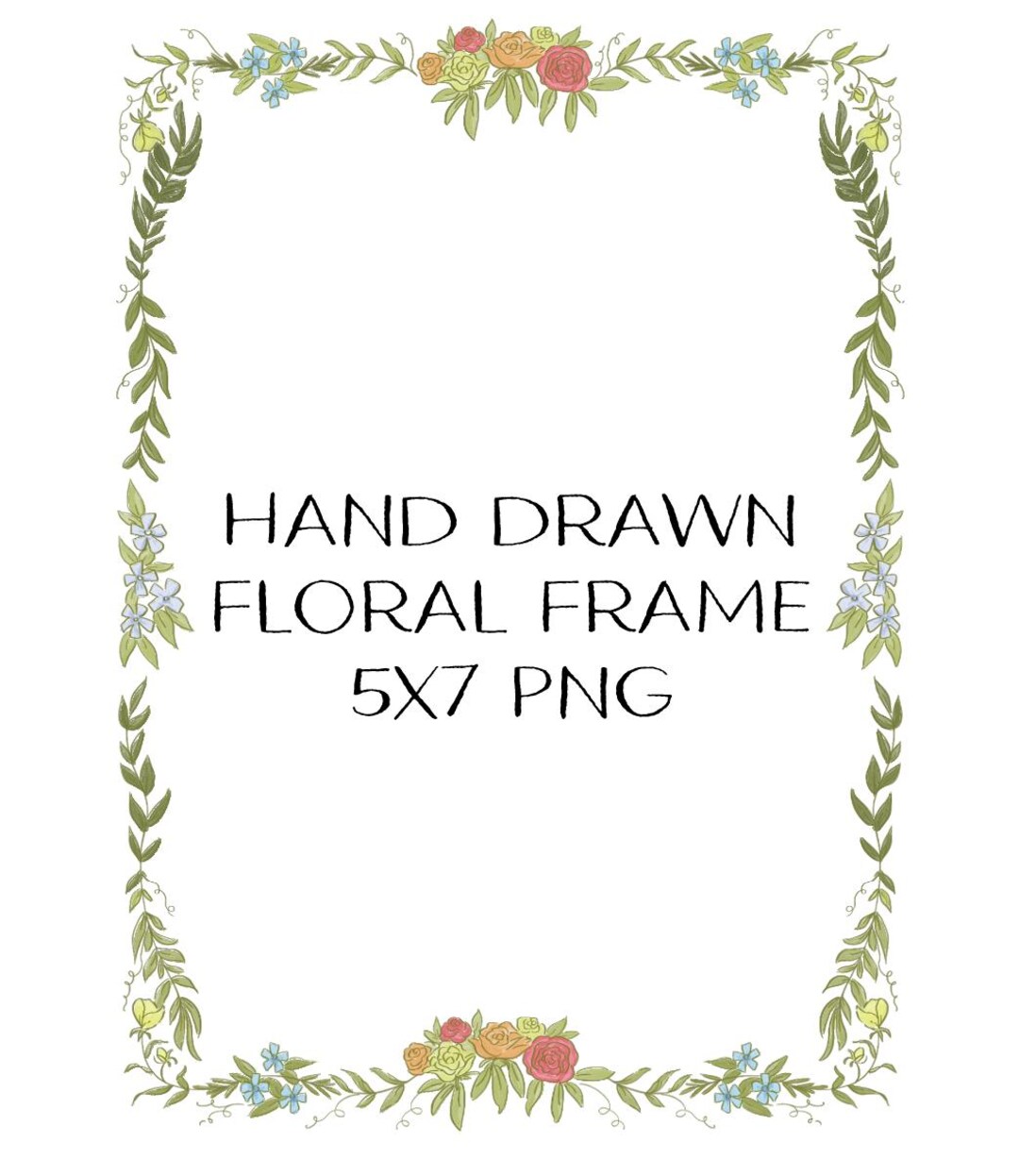Colorful Floral Frame PNG - Etsy