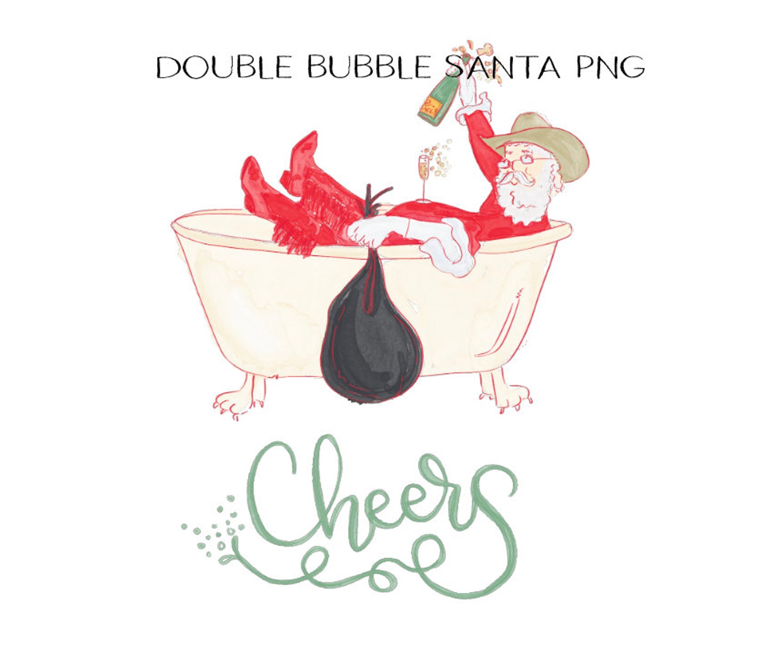 Bubble Bath and Champagne Santa Clip Art - Etsy