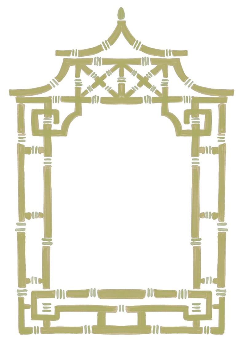 Green Watercolor Pagoda Frame PNG - Etsy