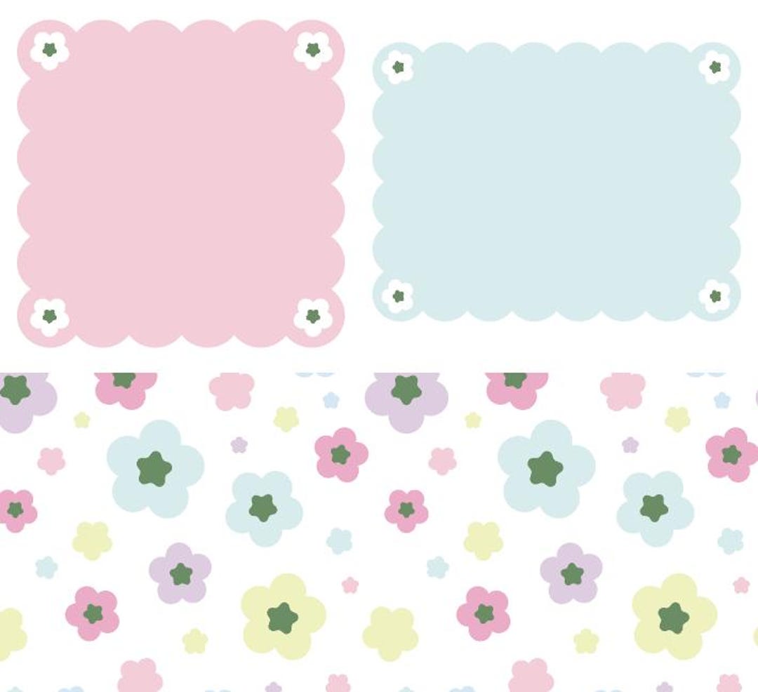 Flower Power Frame and Seamless Pattern Set SVG - Etsy