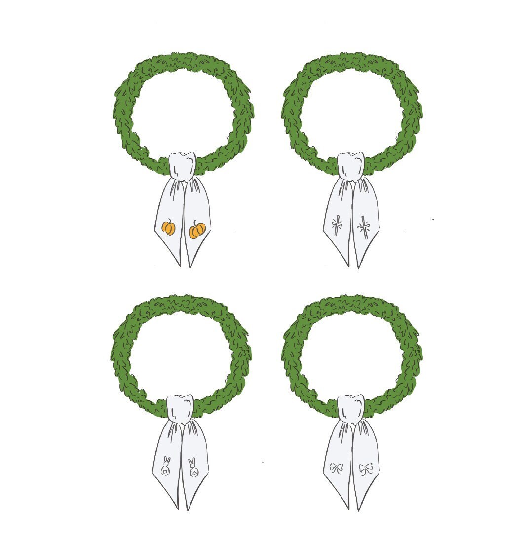 Wreath Sash Clip Art Hand Drawn - Etsy