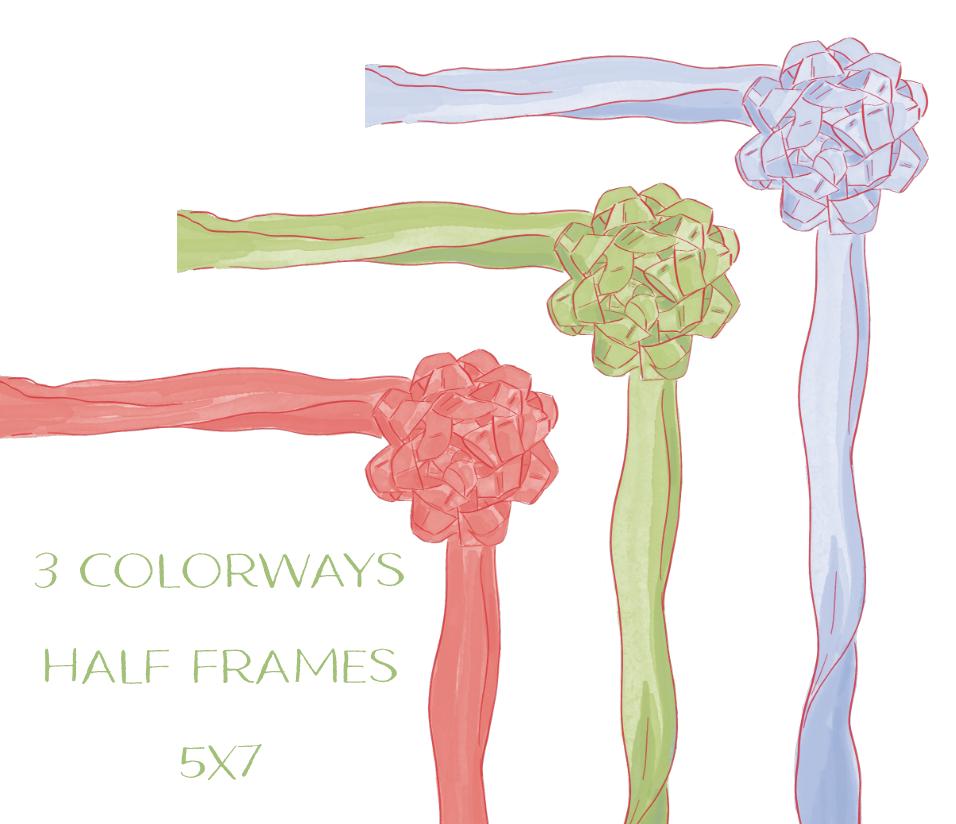 Holiday Ribbon Bow Frames PNG Clip Art - Etsy