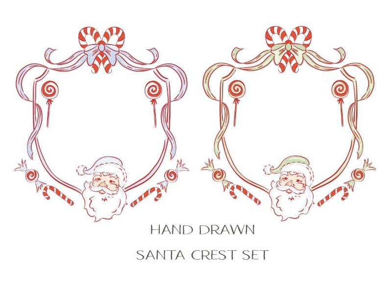 Santa Christmas Crest PNG Set - Etsy