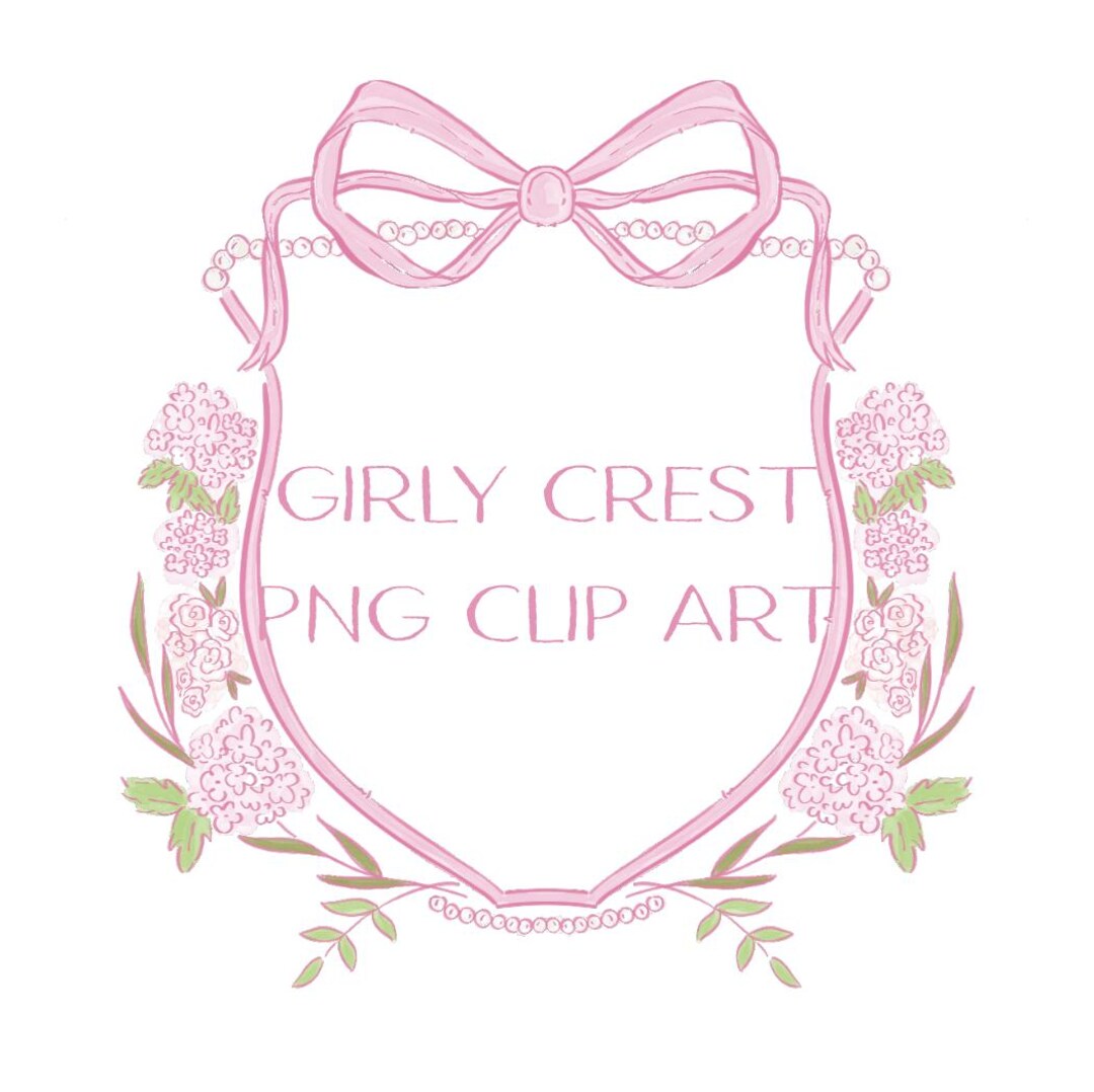 Girly Pearl and Floral Crest PNG - Etsy
