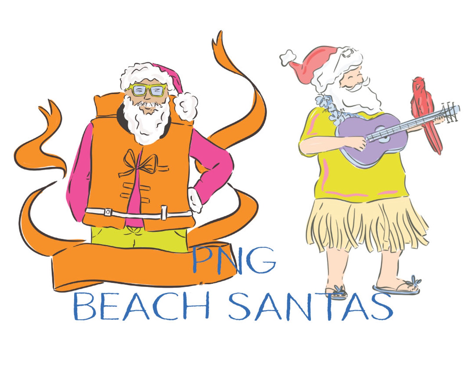 Beach Luau Santa Claus Clip Art PNG - Etsy