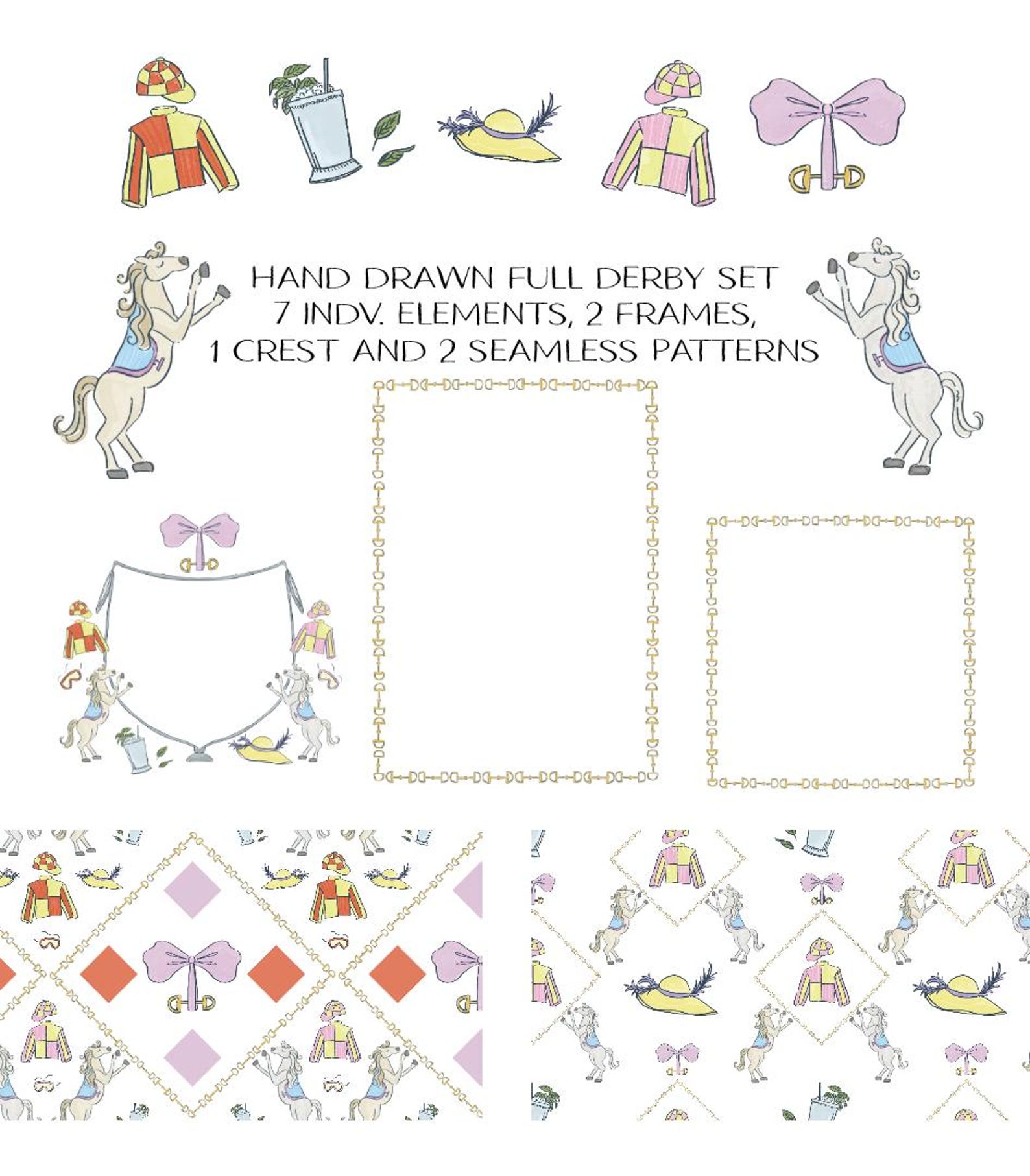 Kentucky Derby Clip Art Set - Pattern Crest Frame - Etsy