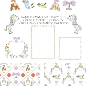 Kentucky Derby Clip Art Set - Pattern Crest Frame - Etsy