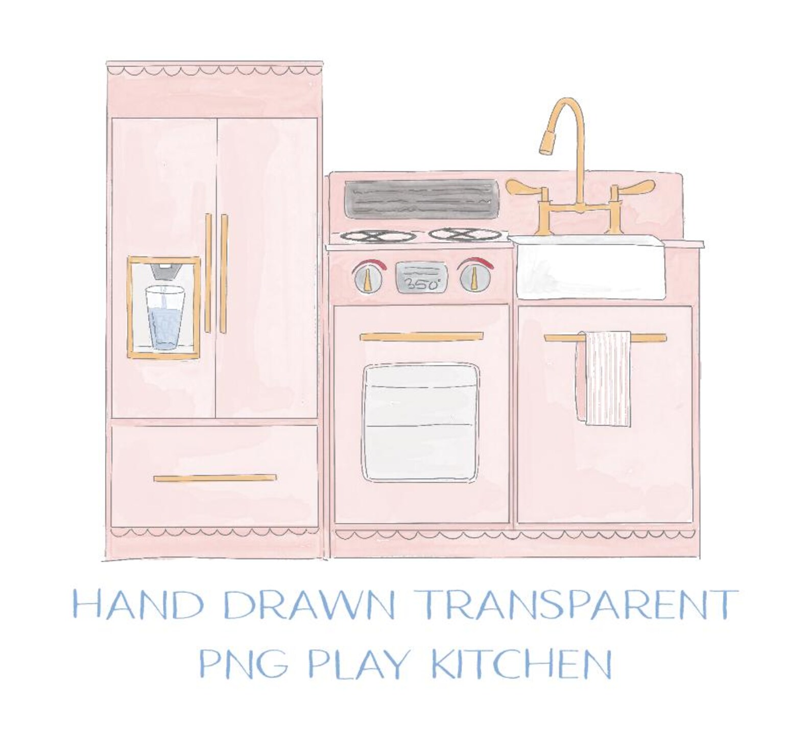 Pink and Blue Pretend Play Kitchen PNG - Etsy