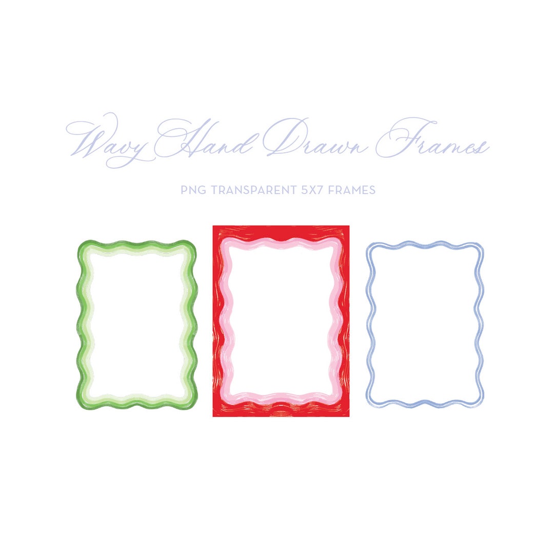 Hand Drawn Wavy Frames PNG 5x7 - Etsy