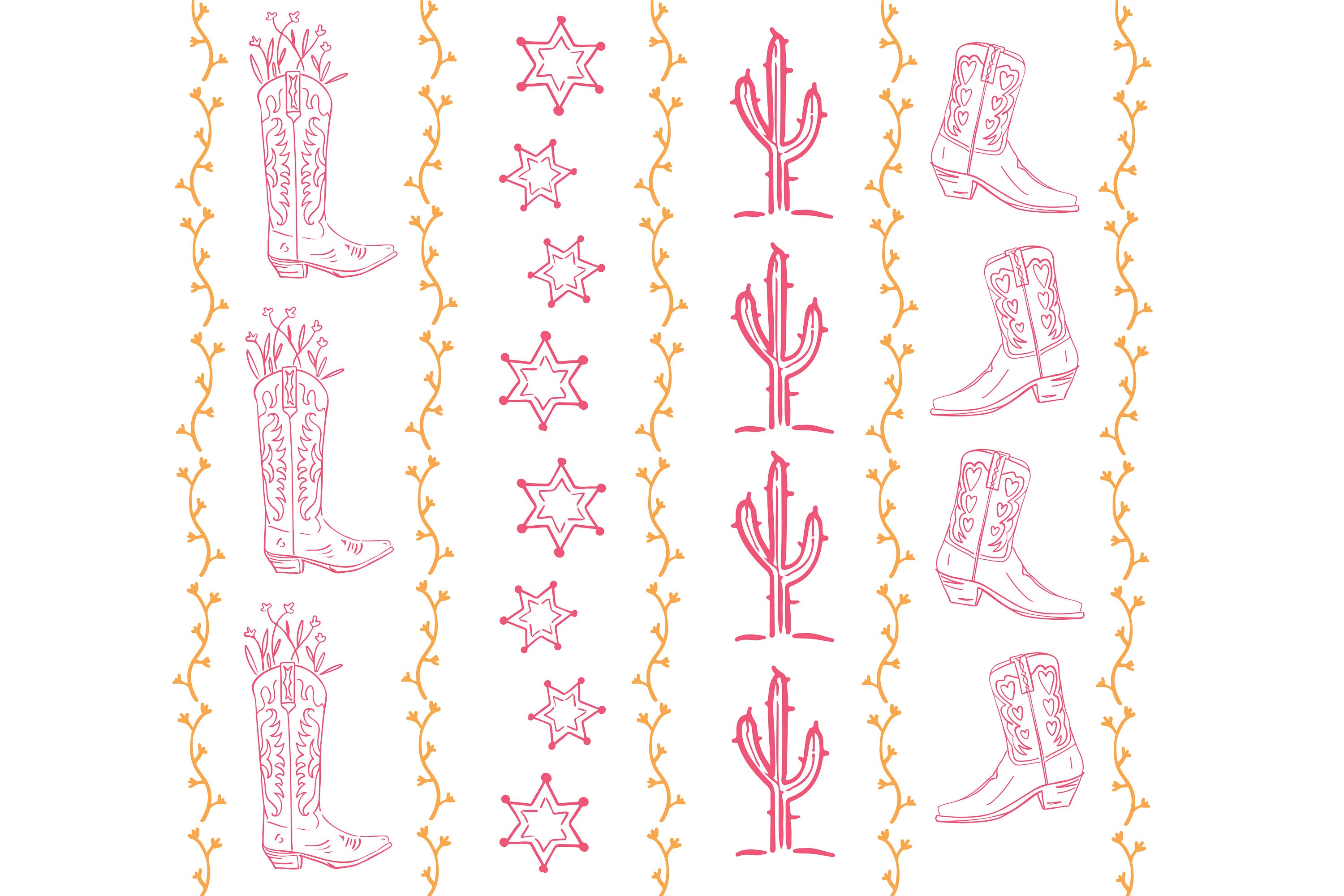 Hand Drawn Western Vector Pattern - Etsy