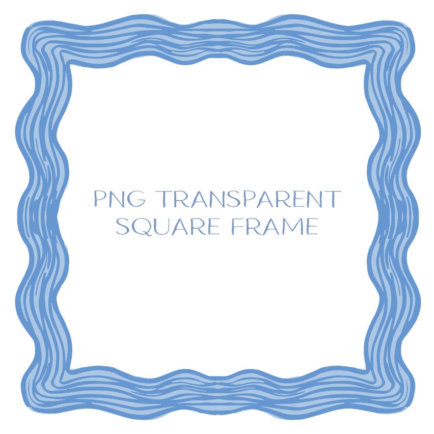 Blue Squiggle Frame PNG Transparent - Etsy