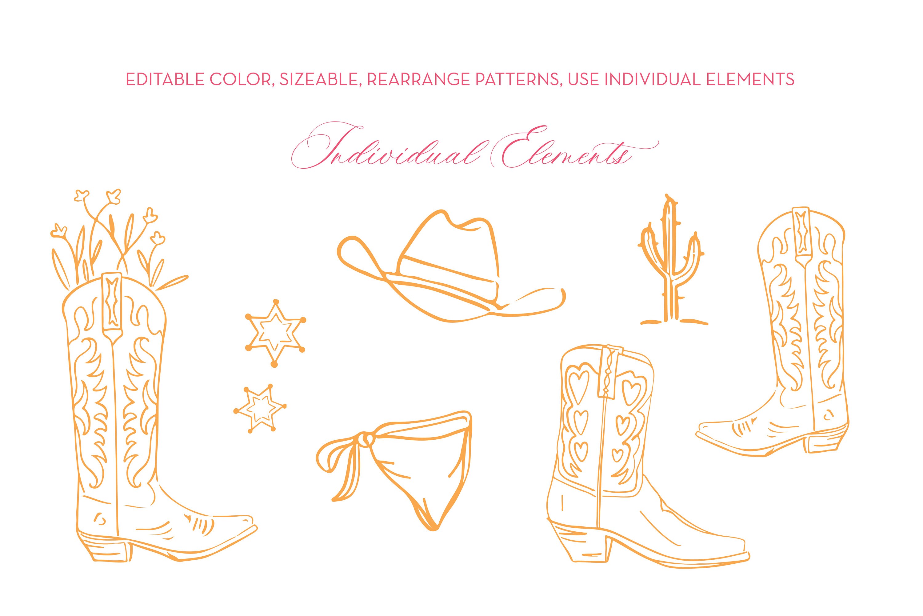 Hand Drawn Western Vector Pattern - Etsy