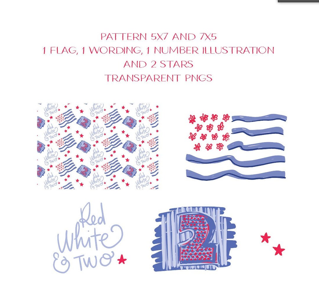 Red, White, and TWO Clip Art PNG - Etsy