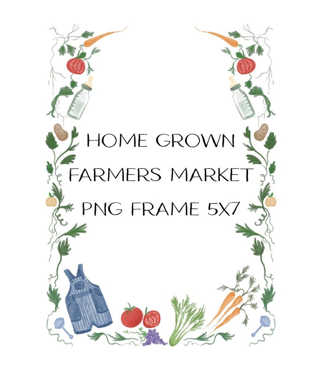 Farmer's Market Home Grown Frame PNG Clip Art Set - Etsy