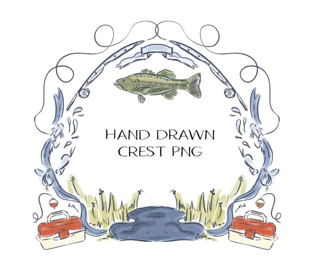 Bass Fishing Crest Hand Drawn PNG Clip Art - Etsy