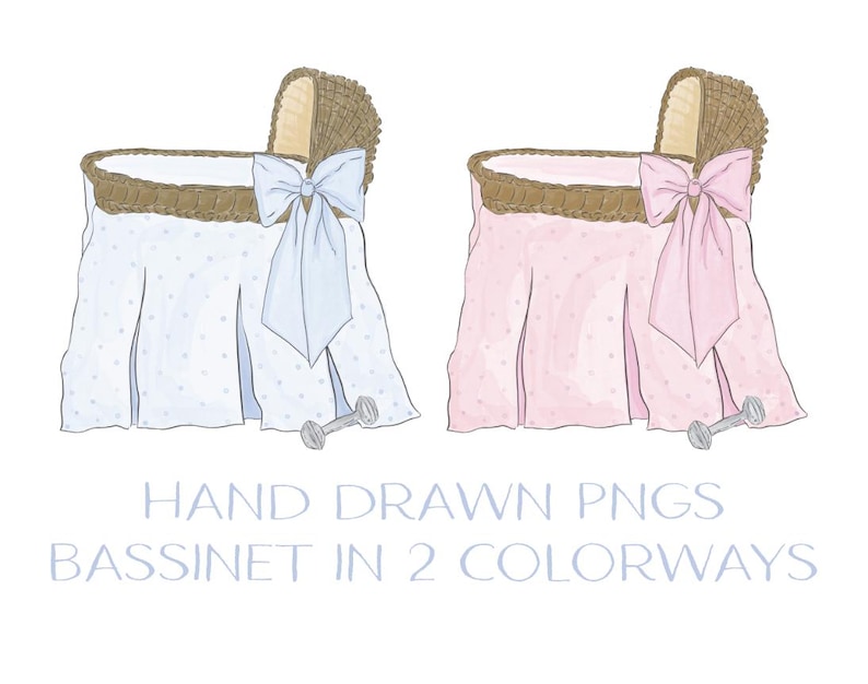 Bassinet Hand Drawn Clip Art PNG - Etsy