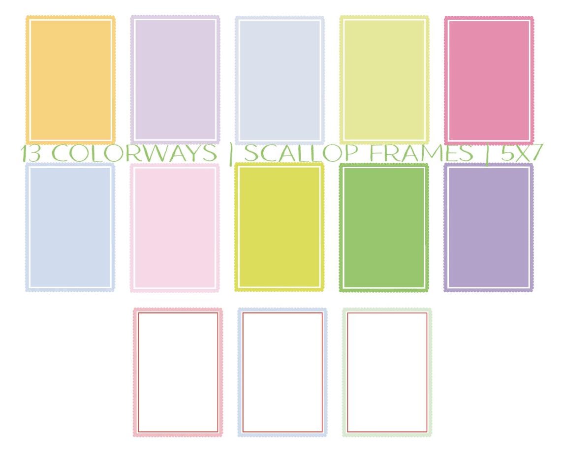 Scallop Edging Frame Set 5x7 PNG - Etsy