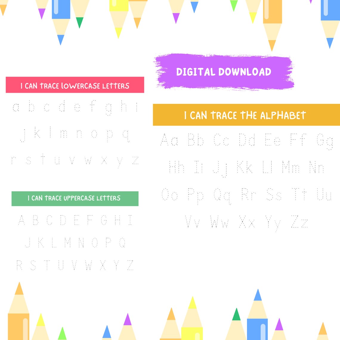 Printable Dotted Alphabet Letters Tracing Page, Handwriting Practice ...