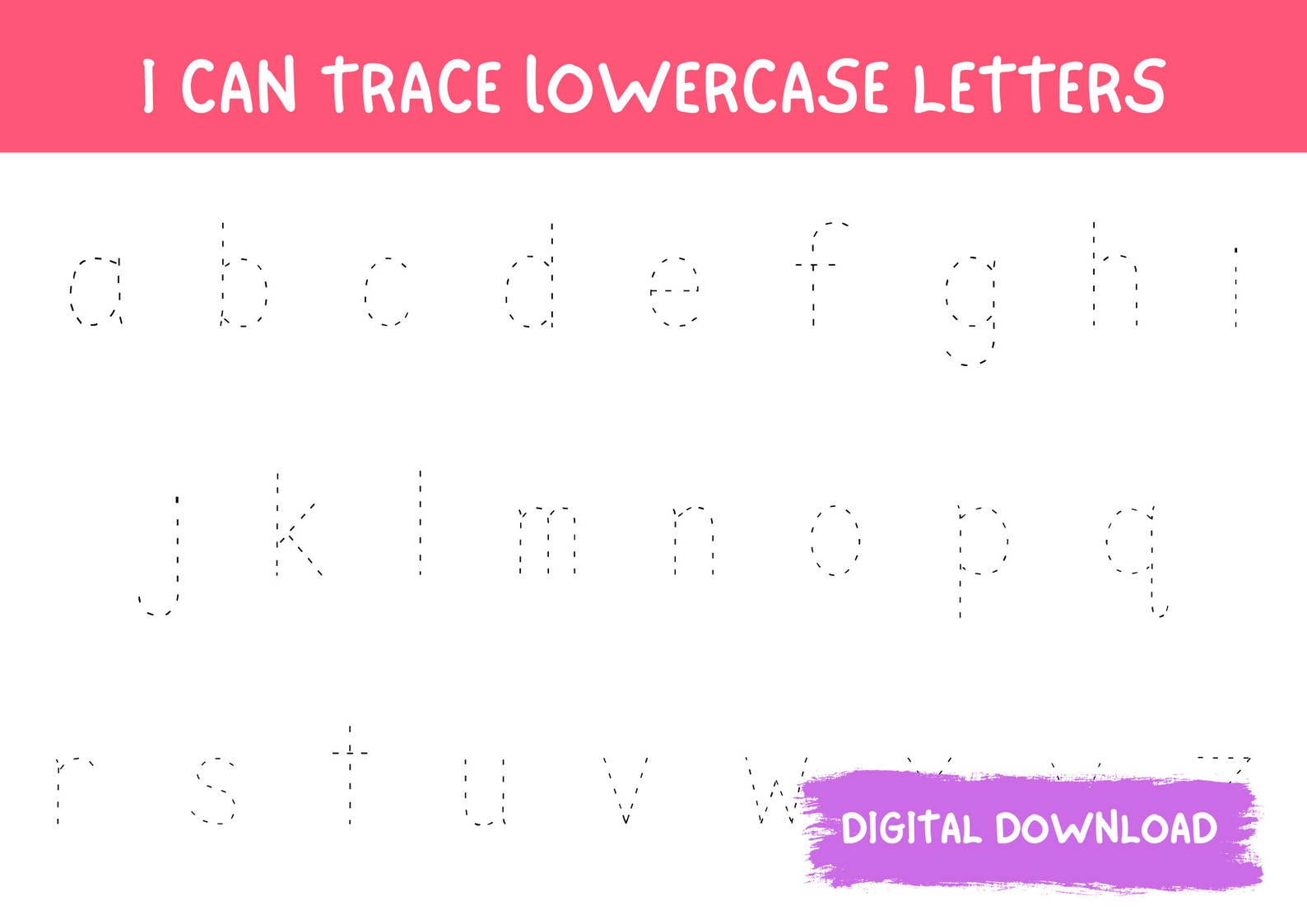 Printable Dotted Alphabet Letters Tracing Page, Handwriting Practice ...