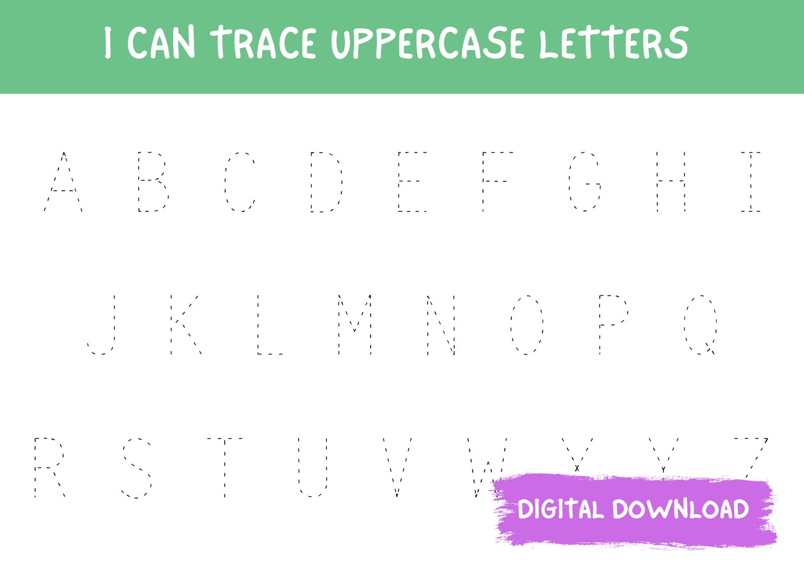 Printable Dotted Alphabet Letters Tracing Page, Handwriting Practice ...