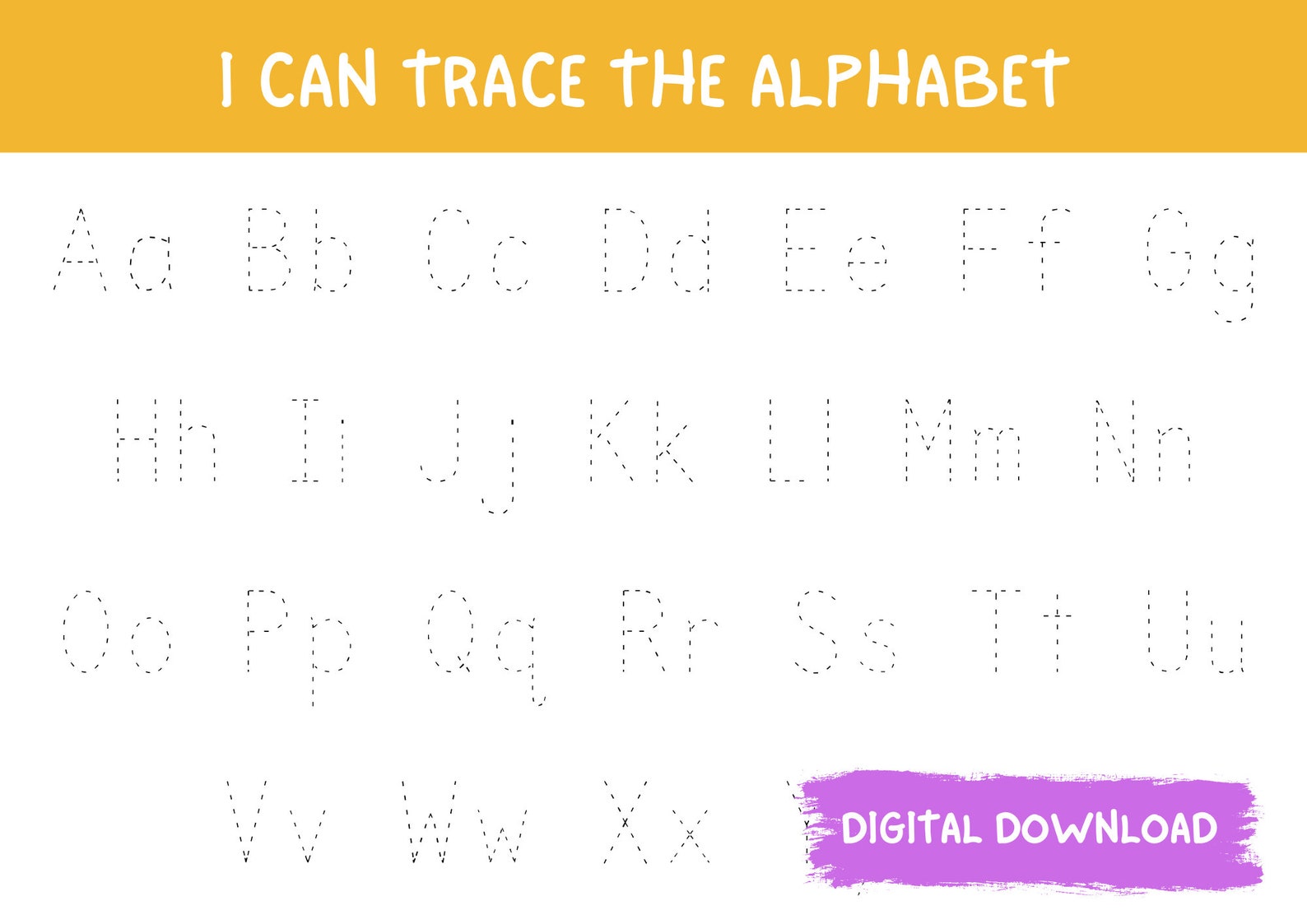 Printable Dotted Alphabet Letters Tracing Page, Handwriting Practice ...