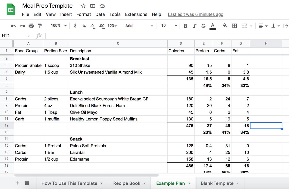 Digital Macro Meal Planner Editable Macro Meal Plan Template - Etsy
