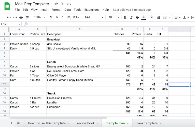 Digital Macro Meal Planner Editable Macro Meal Plan Template - Etsy