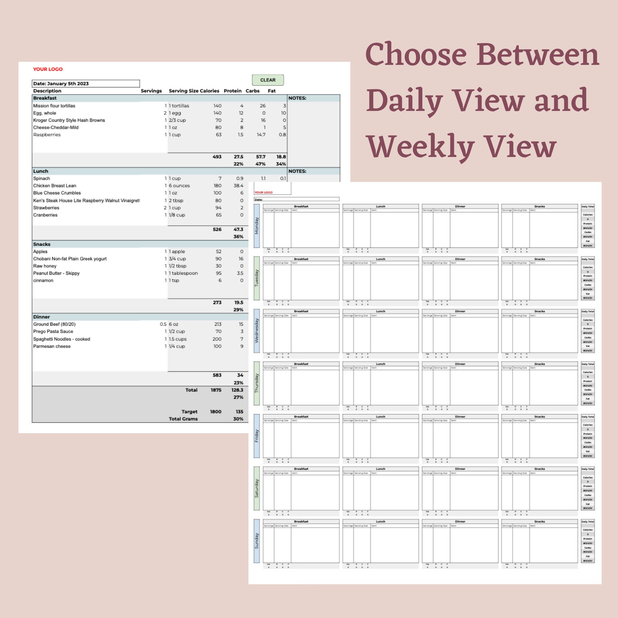 Digital Editable Macro Meal Plan Template for Coaches for Commercial ...