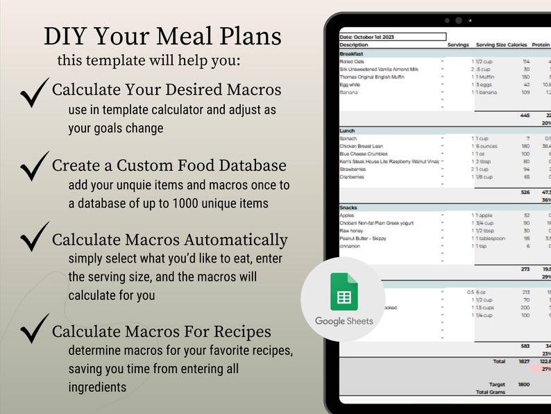 Digital Macro and Micro Meal Planner, Editable Macro Meal Plan Template ...