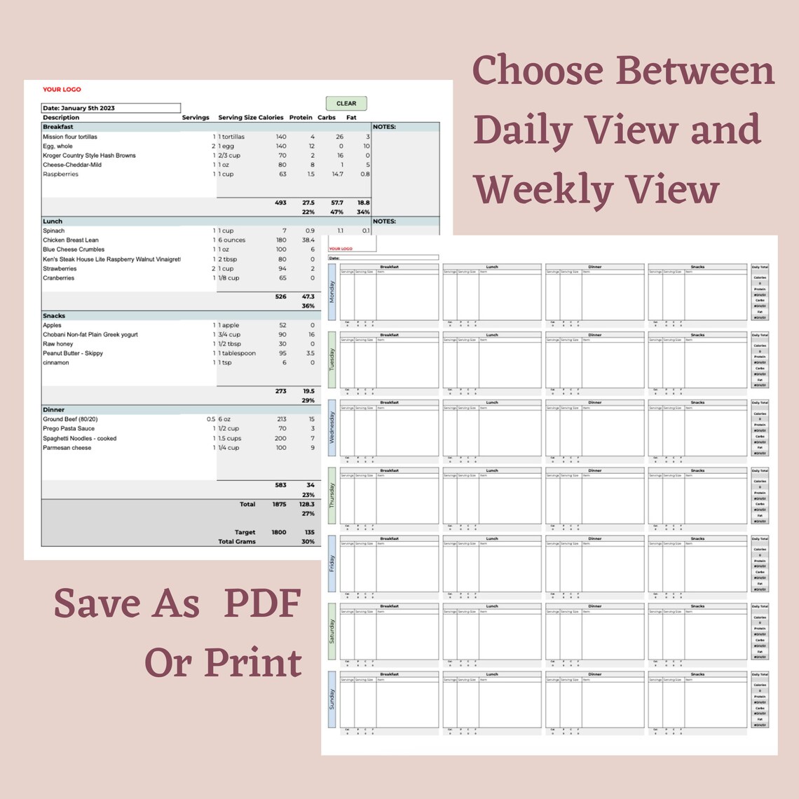 Digital Macro Meal Planner, Editable Macro Meal Plan Template, Google ...