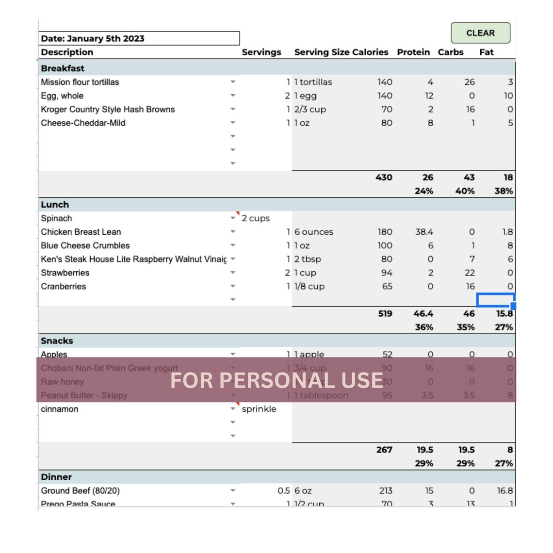 Digital Macro Meal Planner, Editable Macro Meal Plan Template, Google ...