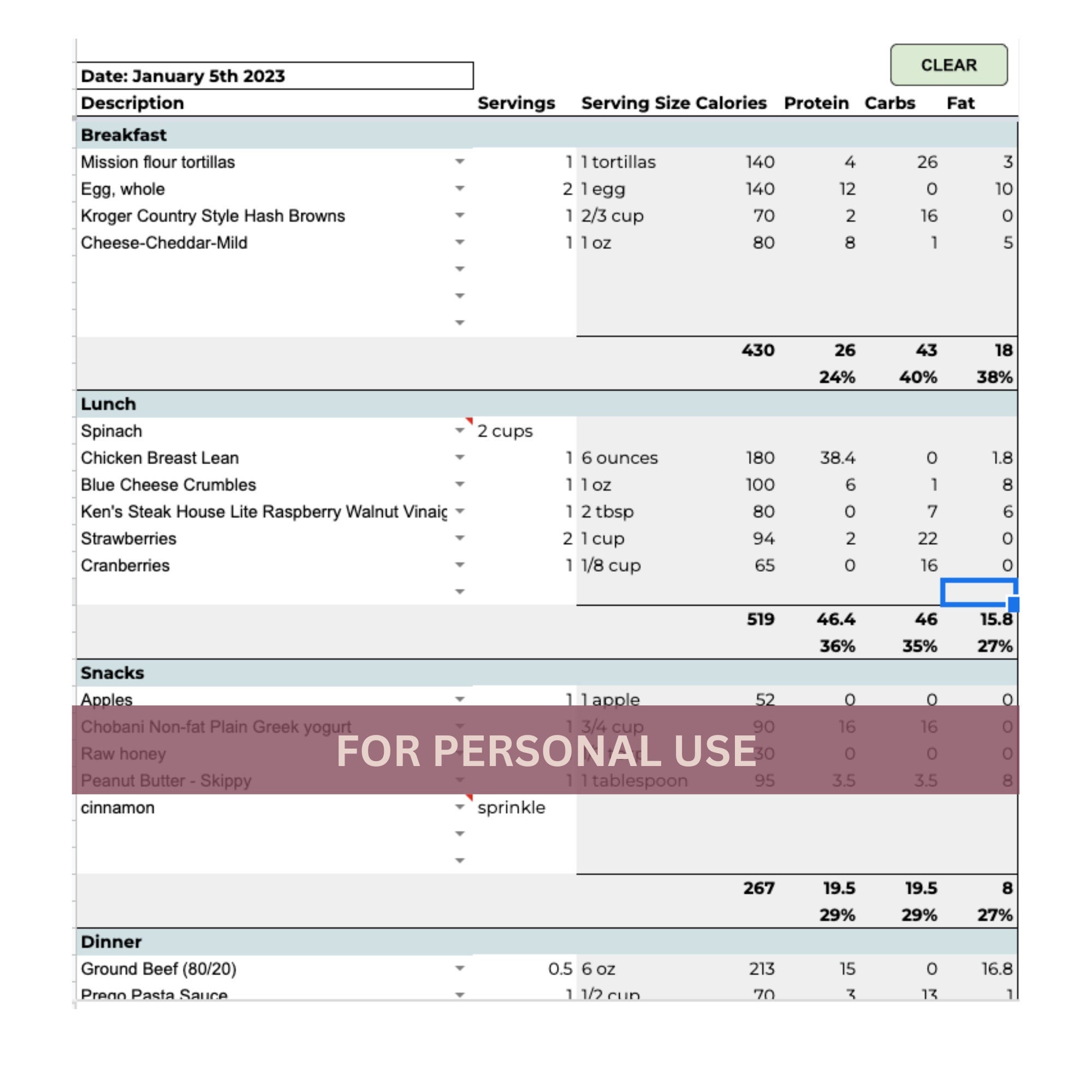 Digital Macro Meal Planner, Editable Macro Meal Plan Template, Google ...
