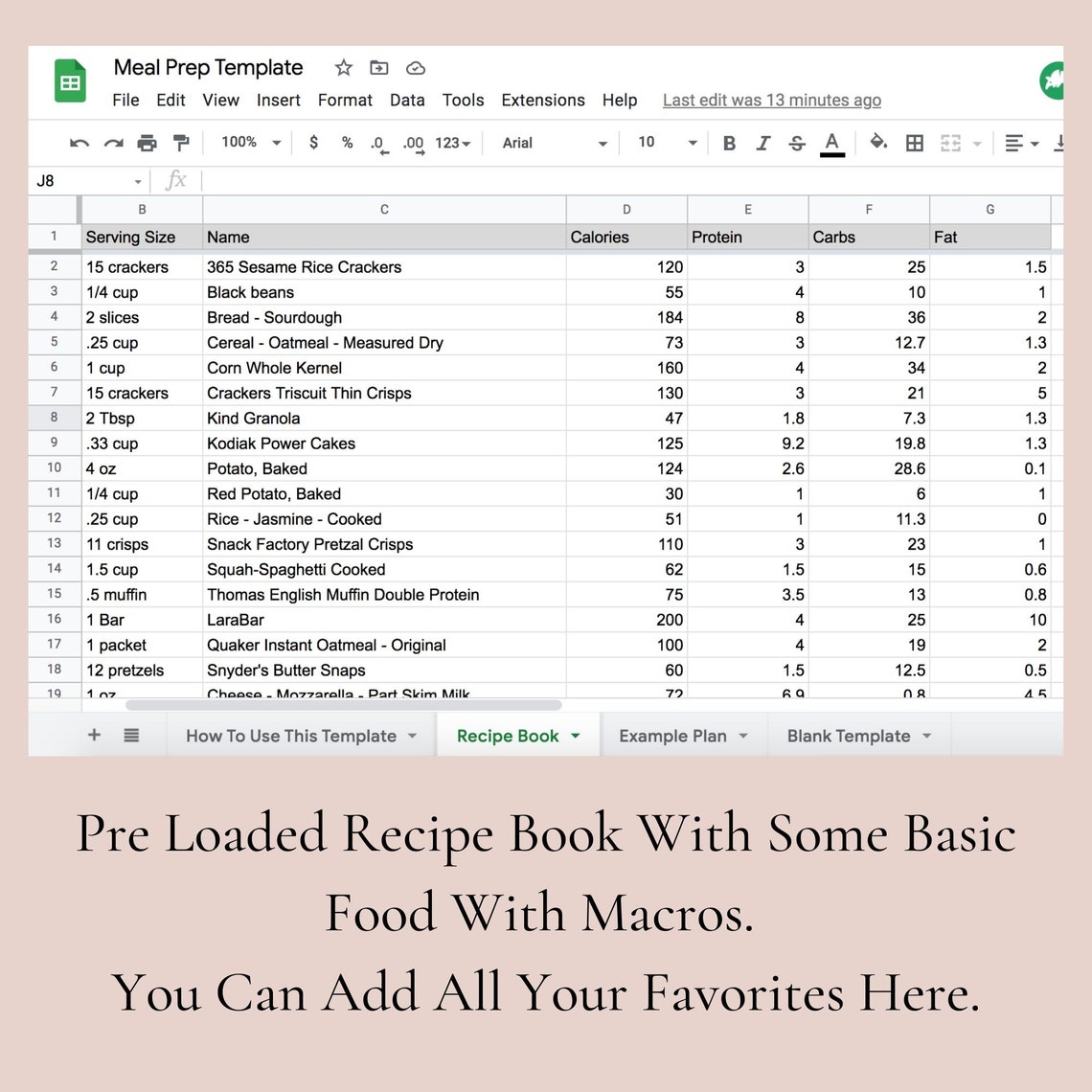 Digital Macro Meal Planner Editable Macro Meal Plan Template - Etsy