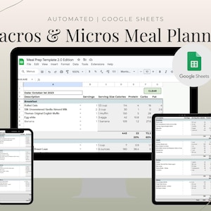Digital Macro and Micro Meal Planner, Editable Macro Meal Plan Template ...