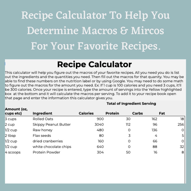 Digital Macro and Micro Meal Planner, Editable Macro Meal Plan Template ...