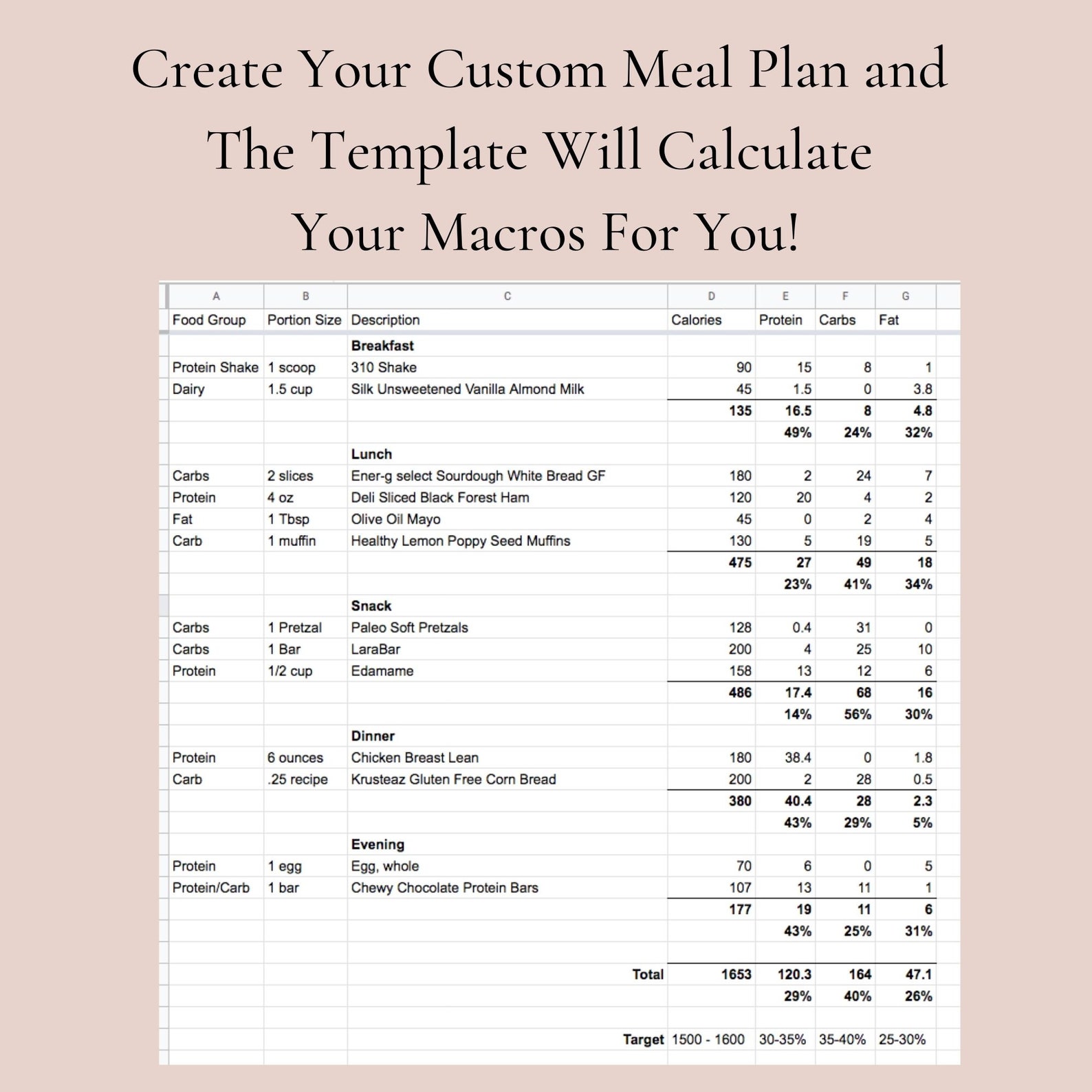Digital Macro Meal Planner Editable Macro Meal Plan Template - Etsy