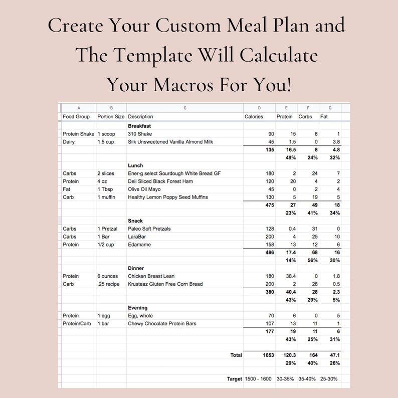 Digital Macro Meal Planner Editable Macro Meal Plan Template - Etsy