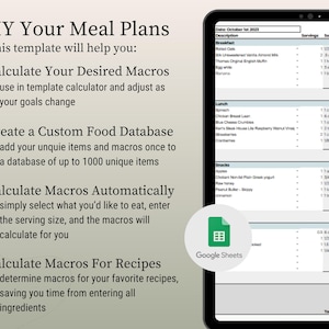 Digital Macro Meal Planner, Editable Macro Meal Plan Template, Google Sheet Macro Tracker, Excel ...