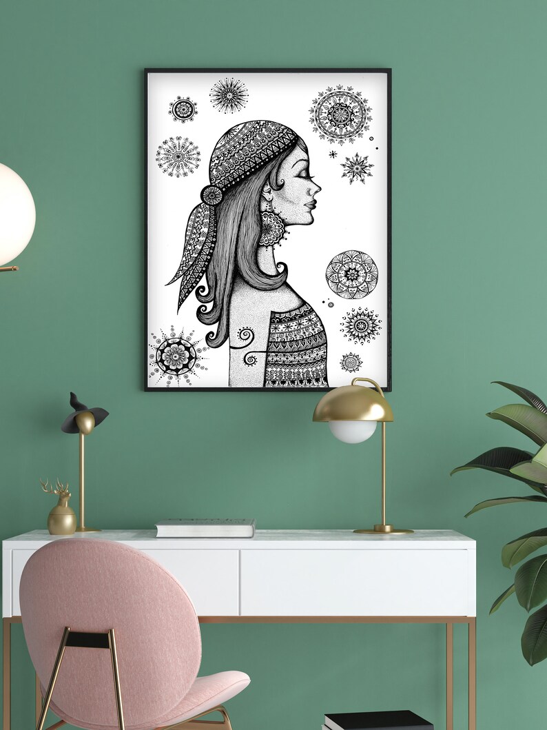 Relaxing Mandala Wall Art, Flower Wall Decor, Fine Art Digital for ...