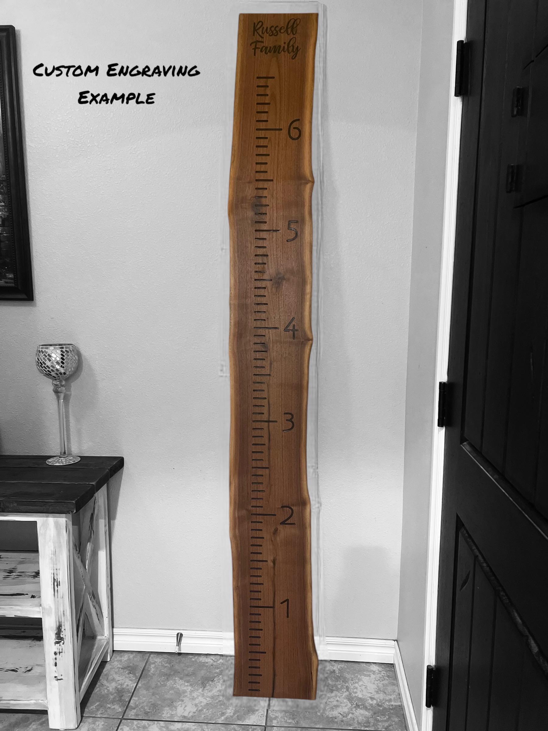 Custom Solid Walnut Live Edge Growth Chart | Made to Order | Hand ...