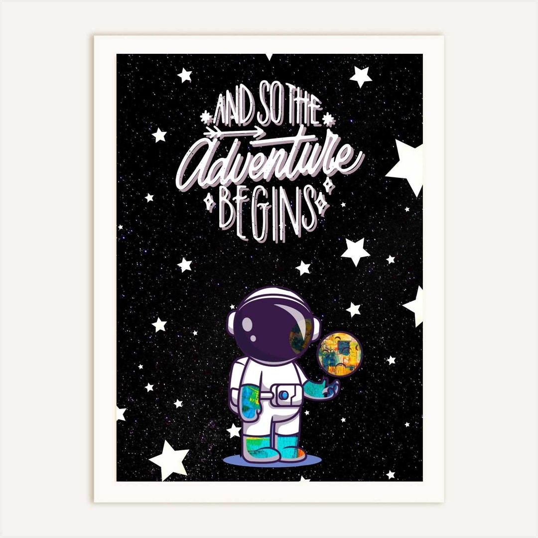 Adventure Begins, Space Astronaut Childrens Wall Art, Kids Wall Art ...