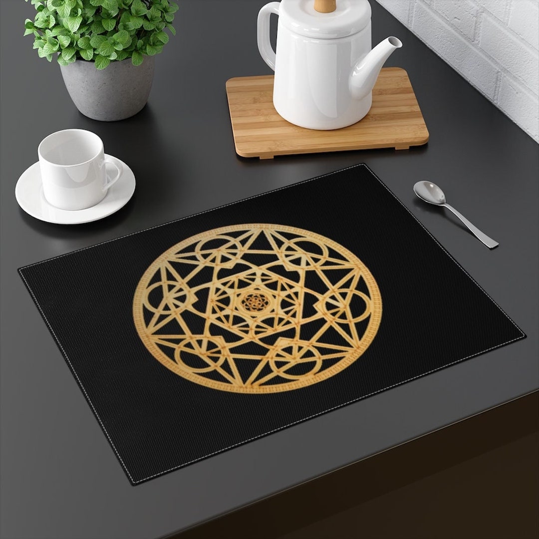 Gold-black Metatron Cube Placematsacred Geometry Crystal Grid - Etsy