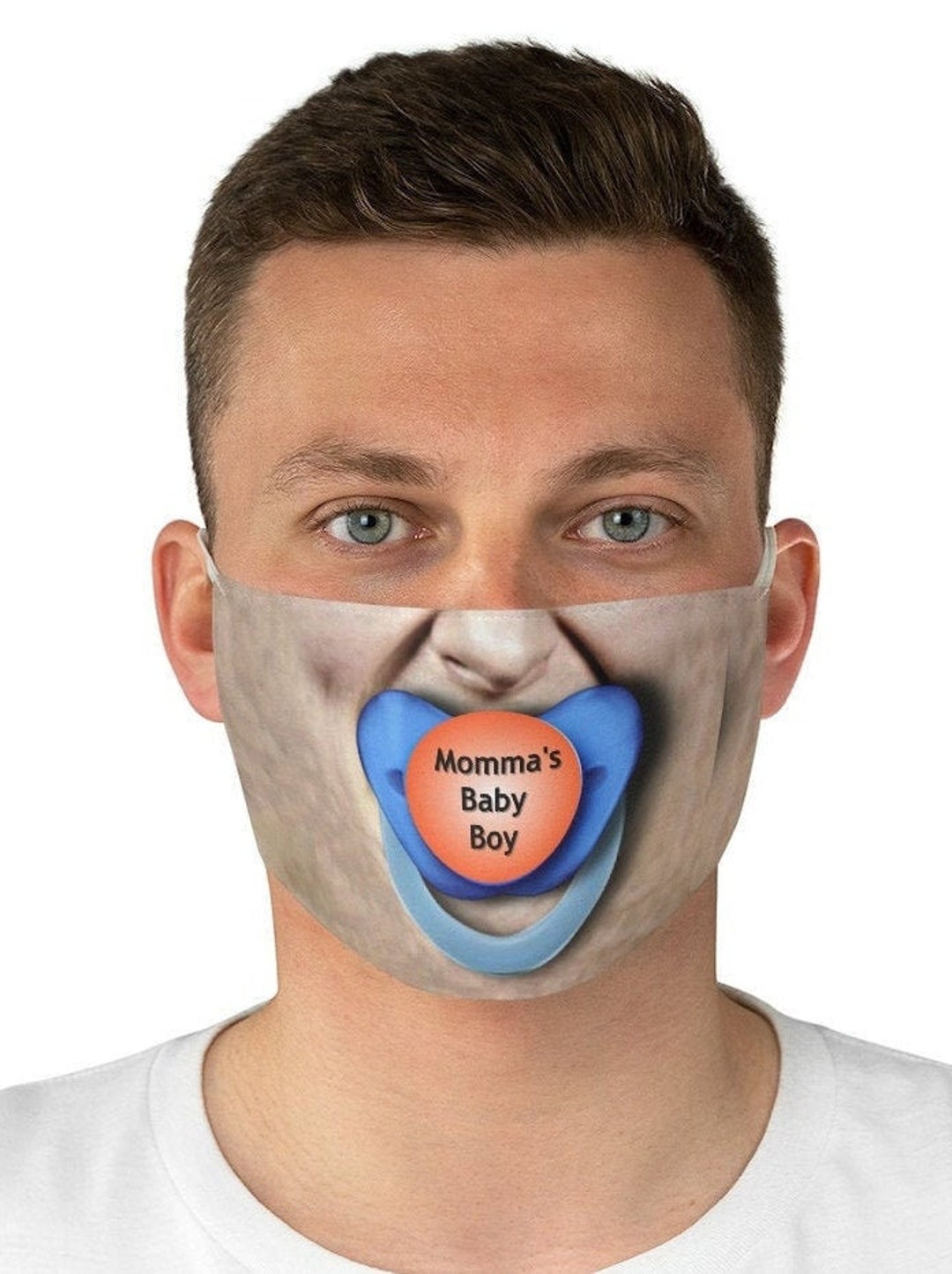 Momma's Baby Boy 3D Printed Pacifier Realistic Expression Unisex Fabric ...