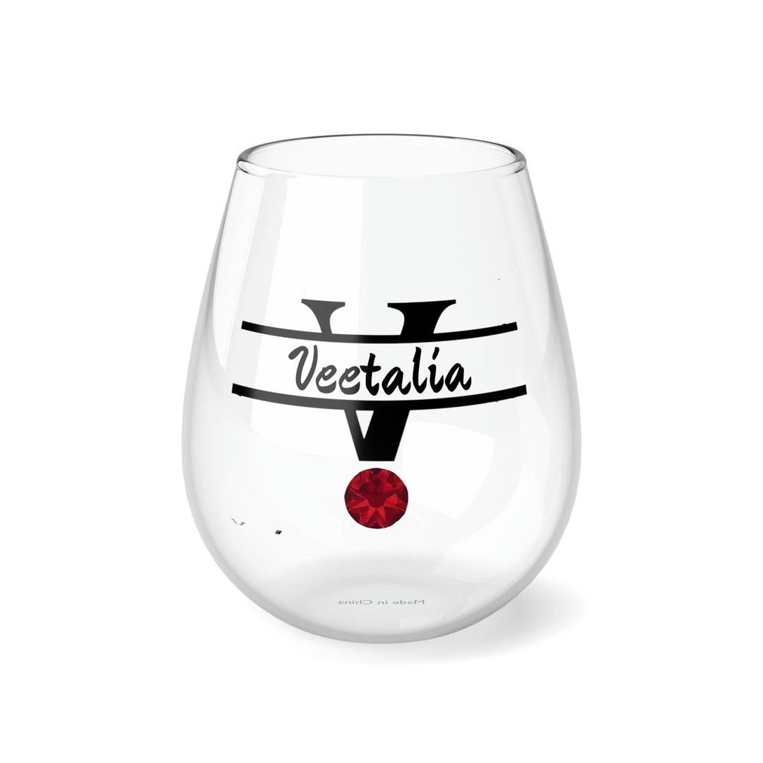 Personalized 2 Birthstone Wine Glass Namecustom Name Wine Etsy