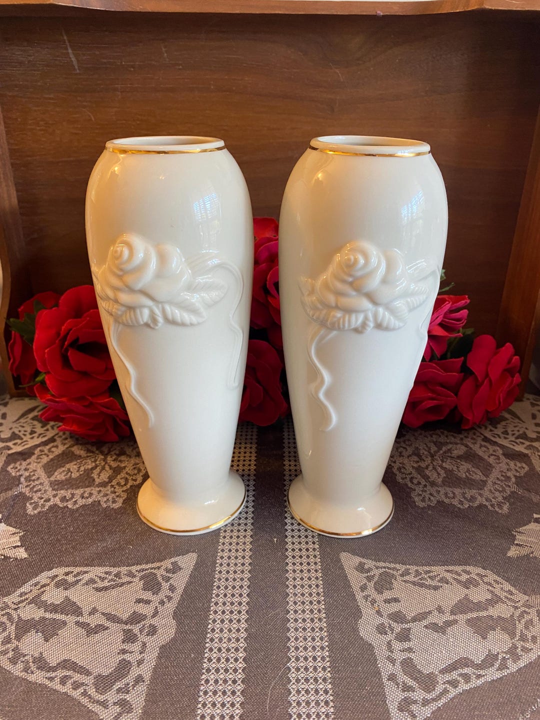 Lenox Ivory Roses Bud Vases - Etsy