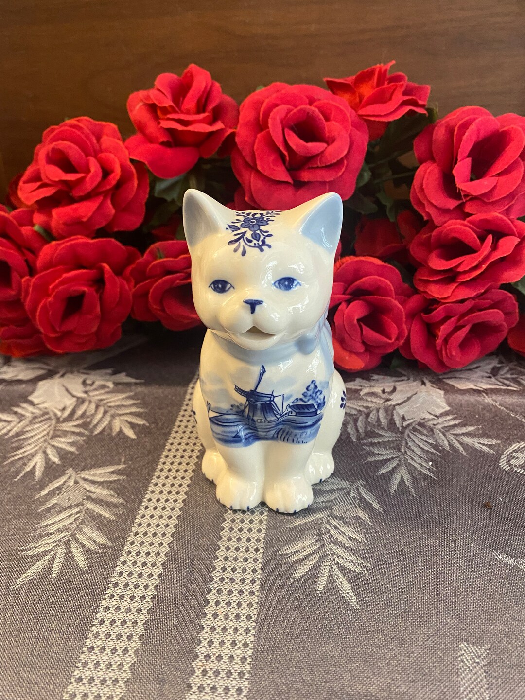 Vintage Delft Cat Creamer - Etsy