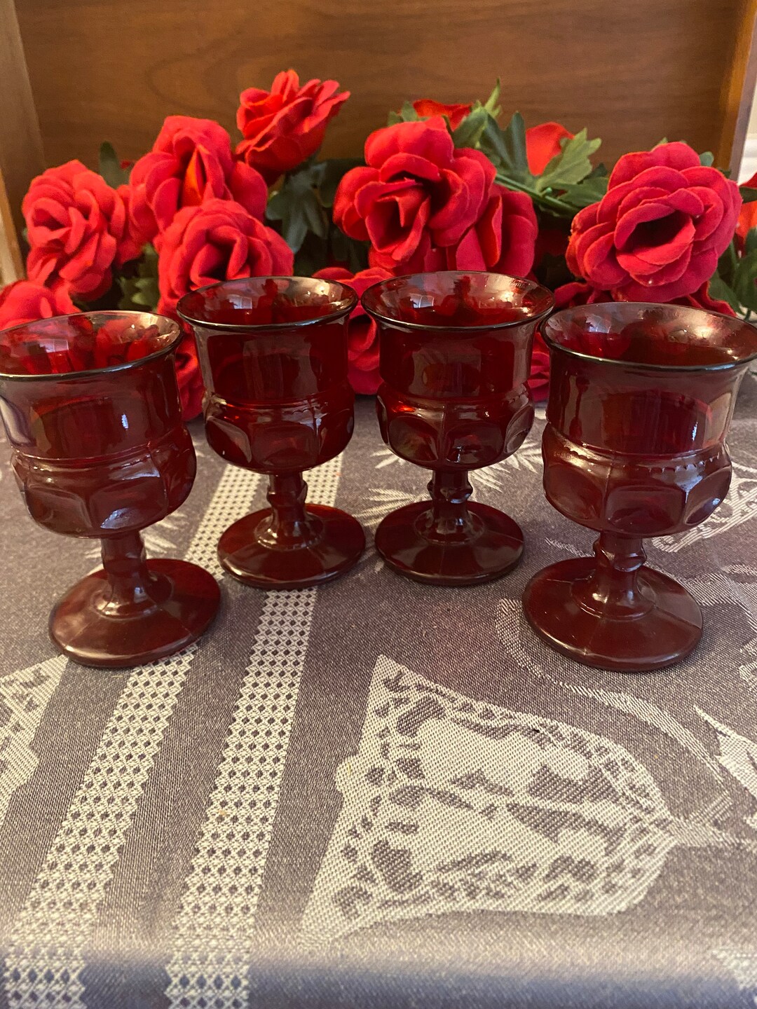 Elegant Indiana Glass Ruby Red Cordial Glasses - Etsy