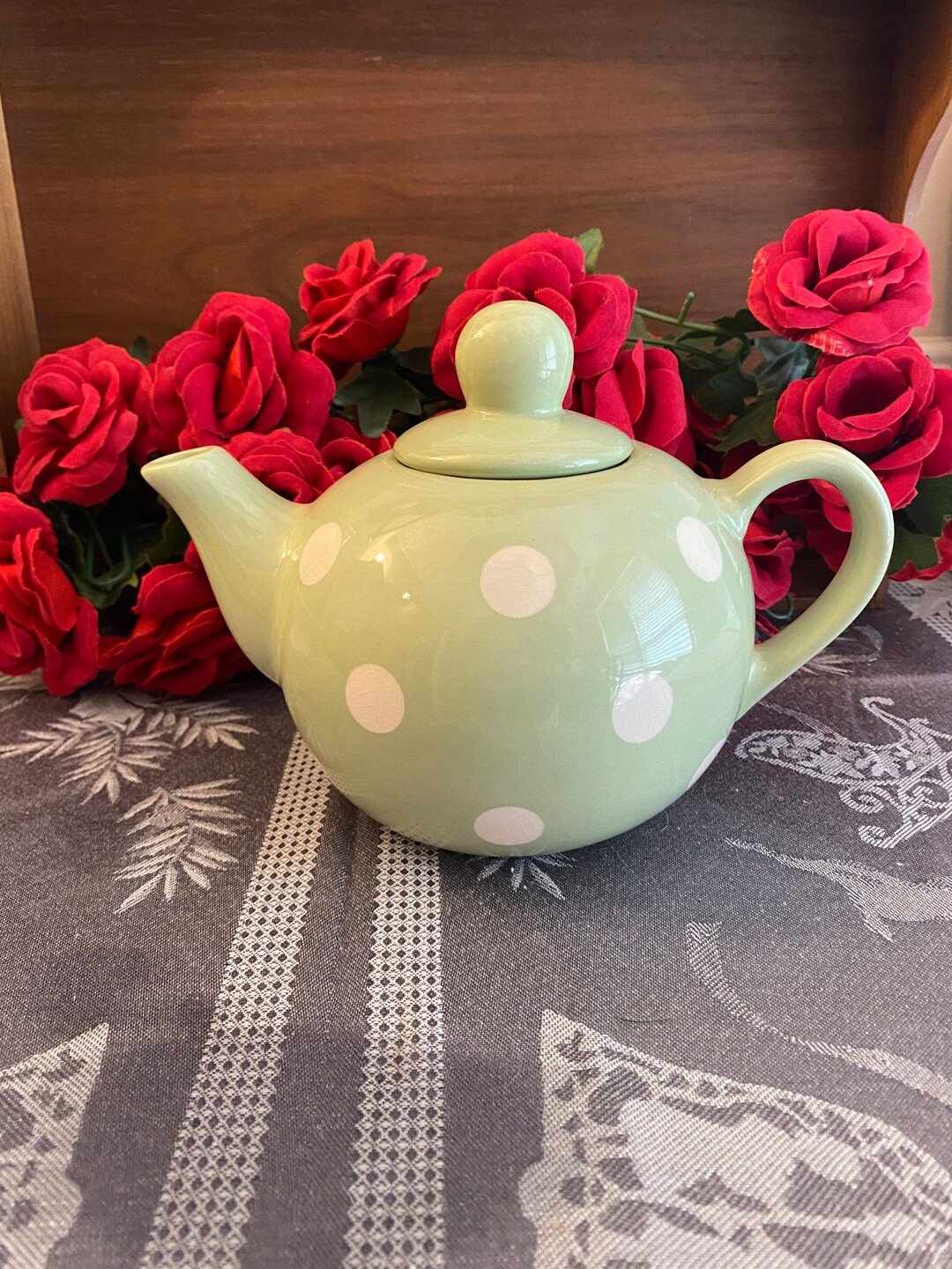 Mint Green Polka Dot Teapot: Vintage English Tea Set - Etsy